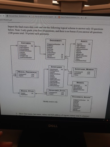 Solved please answer all questions 1. Show first name, last | Chegg.com