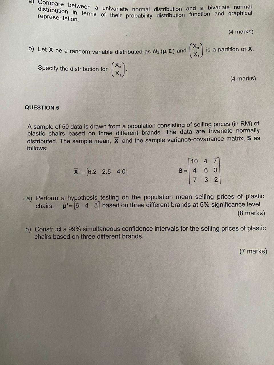Solved a) Compare between a univariate normal distribution | Chegg.com