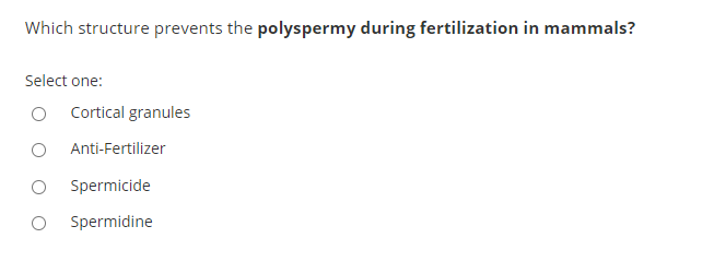 Solved Which structure prevents the polyspermy during | Chegg.com
