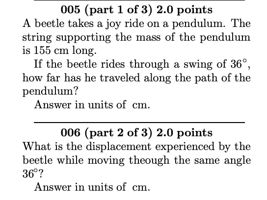 Solved 005 (part 1 of 3) 2.0 points A beetle takes a joy | Chegg.com