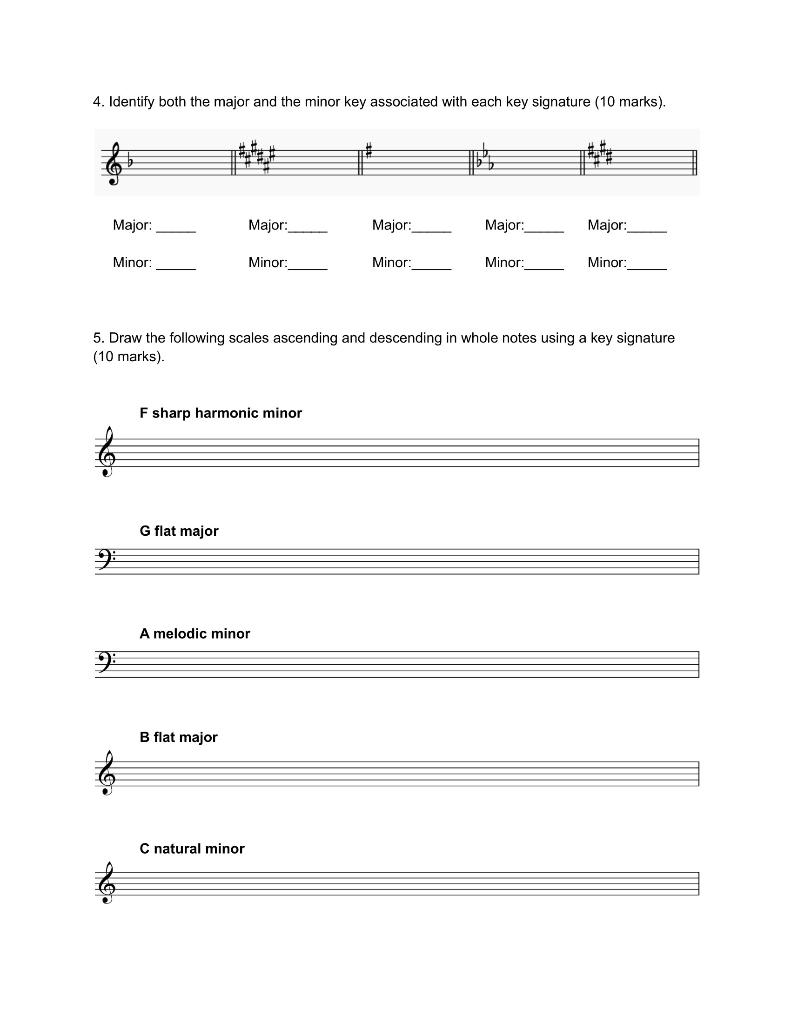 4. Identify both the major and the minor key | Chegg.com