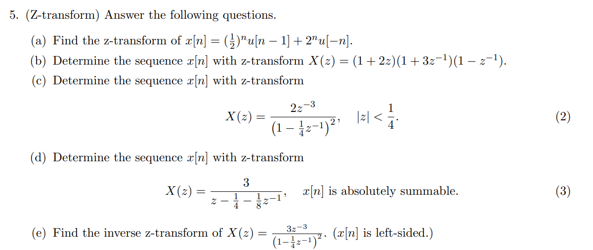 (Z-transform) ﻿Answer the following questions.(a) | Chegg.com