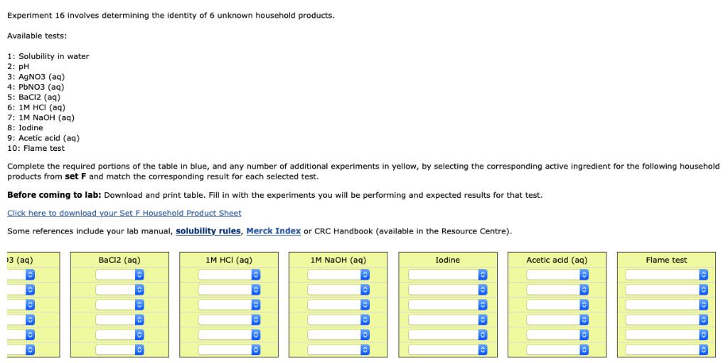 Solved EXPERIMENT #16-Household Product Sheet Experiment 16 | Chegg.com