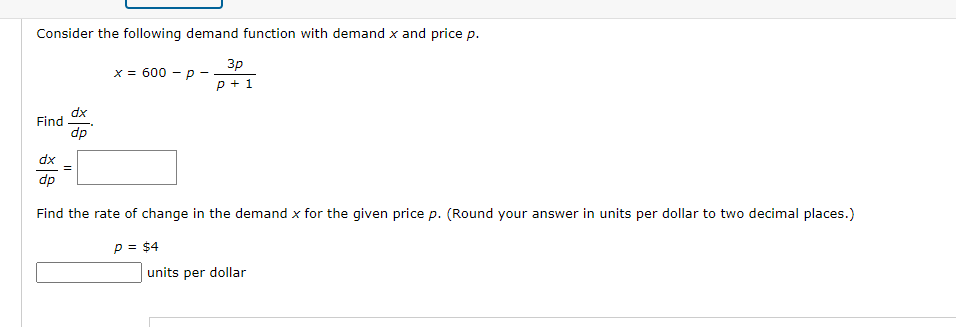 Solved Consider the following demand function with demand x | Chegg.com