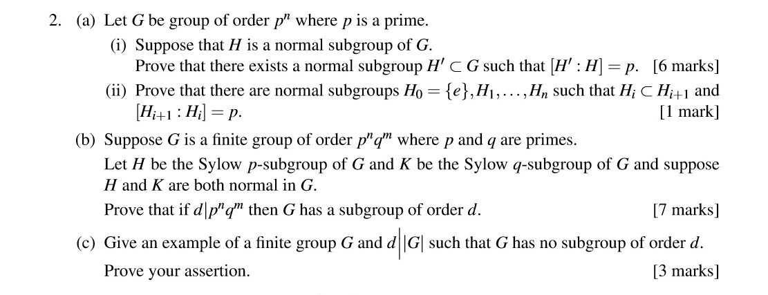 Solved 2. (a) Let G be group of order p" where p is a prime. | Chegg.com