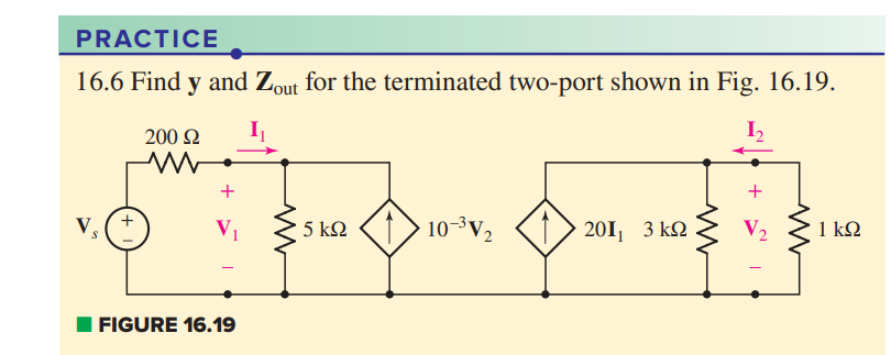 Solved 16.6 Find y and Zout for the terminated two-port | Chegg.com