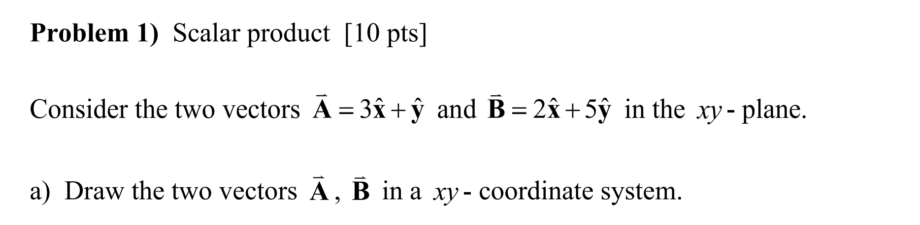 Solved Problem 1) Scalar product [10 pts] Consider the two | Chegg.com