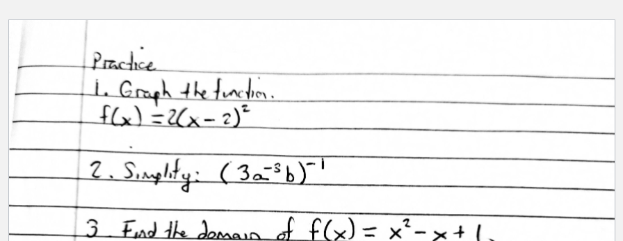 Solved Practice 1. Graph the tunction. f(x)=2(x−2)2 2. | Chegg.com