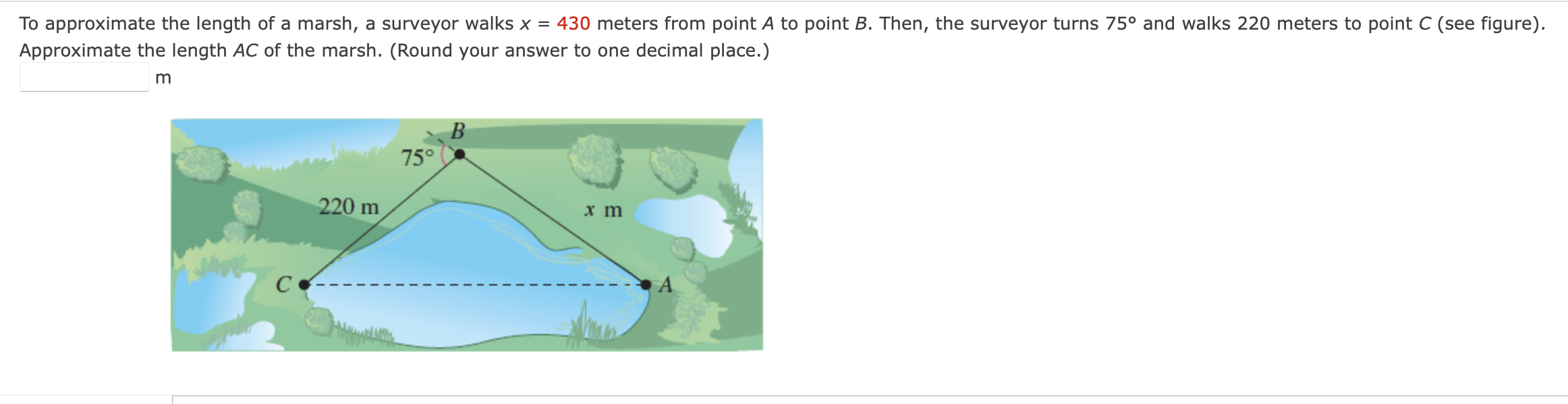 Solved To approximate the length of a marsh, a surveyor | Chegg.com