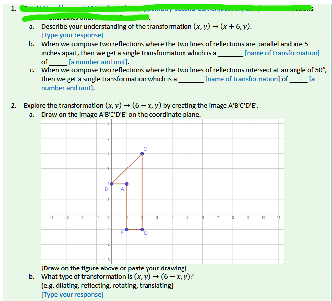 Solved a. Describe your understanding of the transformation | Chegg.com