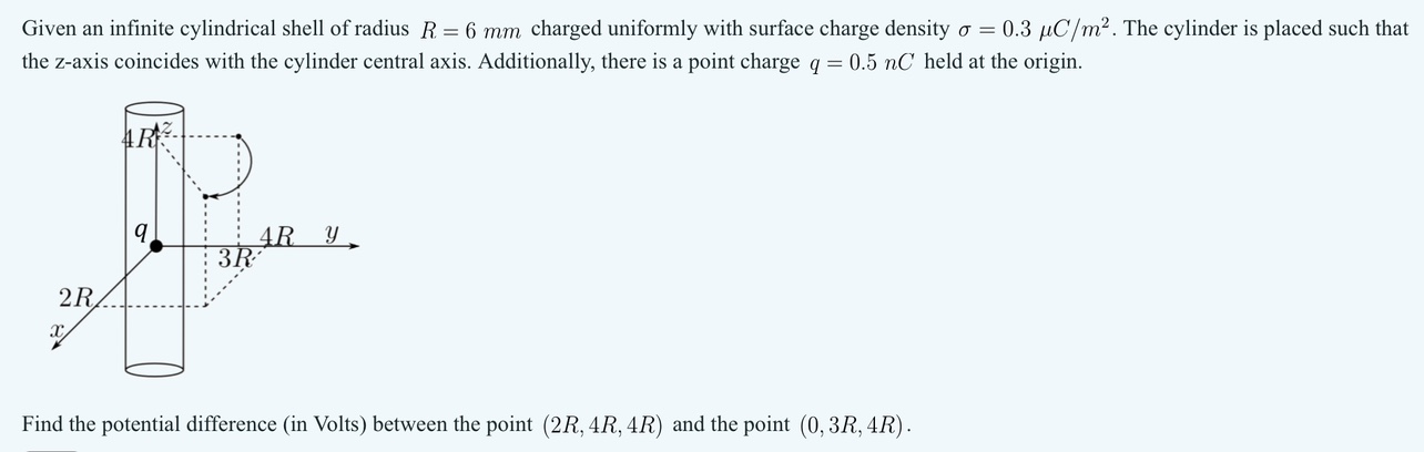 Solved Given an infinite cylindrical shell of radius \\( R=6 | Chegg.com