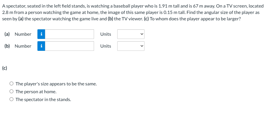 Solved A spectator, seated in the left field stands, is | Chegg.com