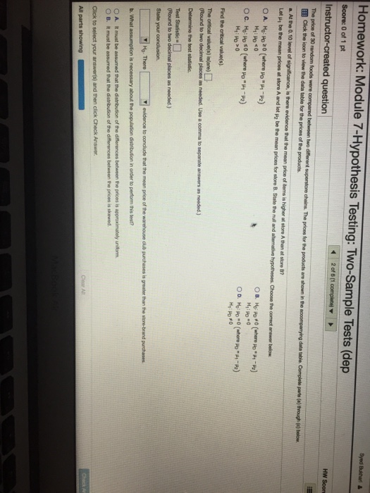 Solved Homework: Module 7-Hypothesis Testing: Two-Sample | Chegg.com