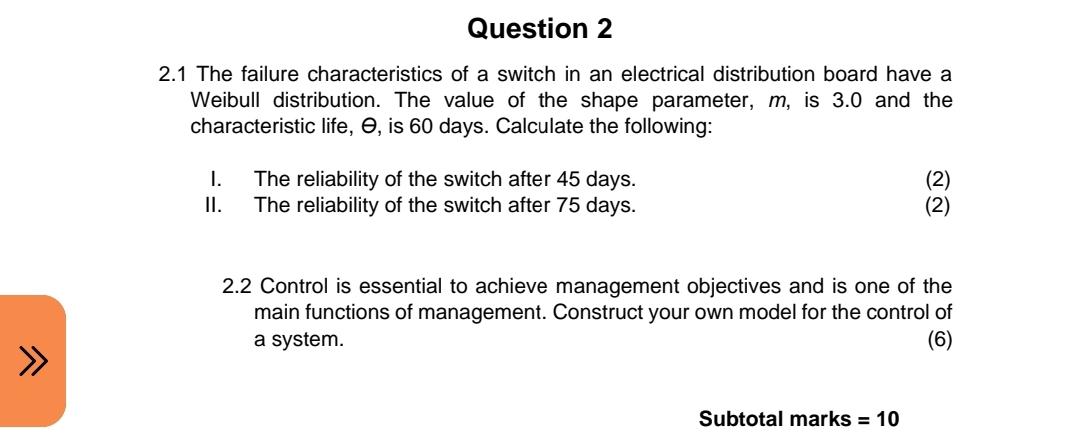 Solved Question 2 2.1 The failure characteristics of a | Chegg.com