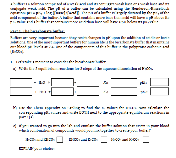 Solved A buffer is a solution comprised of a weak acid and | Chegg.com