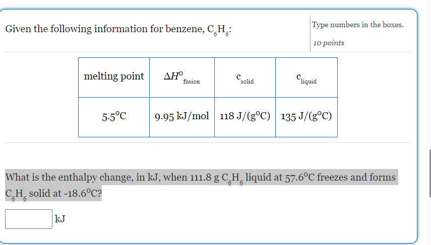 Solved What is the enthalpy change, in \\( \\mathrm{kJ} \\), | Chegg.com