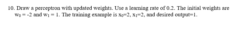 Solved 10. Draw a perceptron with updated weights. Use a | Chegg.com