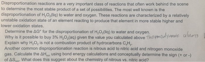 Disproportionation reactions are a very important | Chegg.com