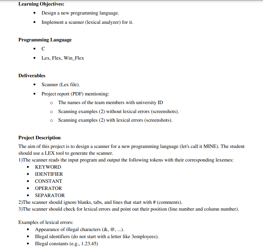 Solved Learning Objectives: • Design a new programming | Chegg.com