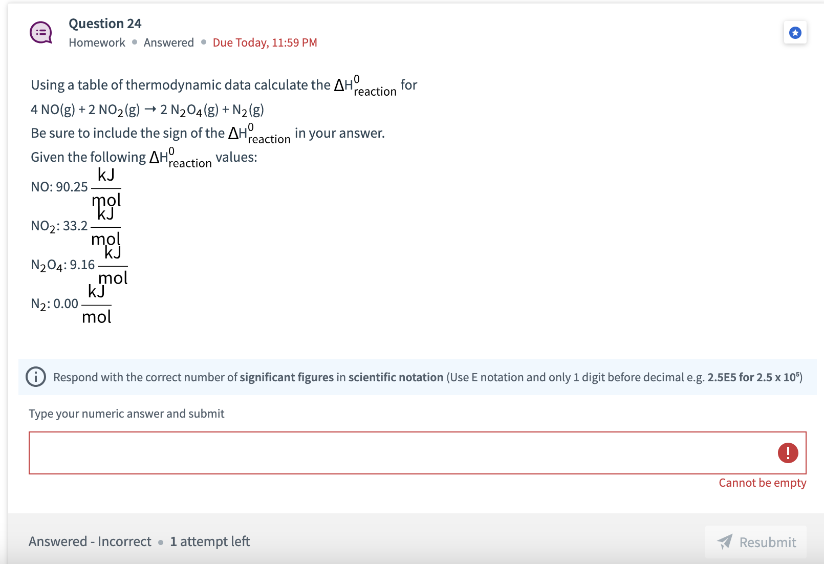Solved Using a table of thermodynamic data calculate the | Chegg.com