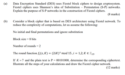 Solved please do part b and explain how to draw the Feistel | Chegg.com