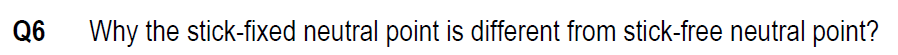 Solved Q6 Why the stick-fixed neutral point is different | Chegg.com