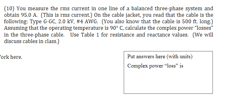 Solved (10) You measure the rms current in one line of a | Chegg.com
