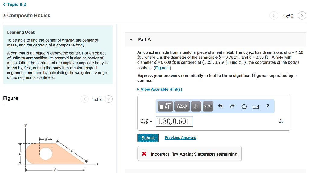 Solved K Topic 6-2 + Composite Bodies 1 of 6> Learning Goal | Chegg.com
