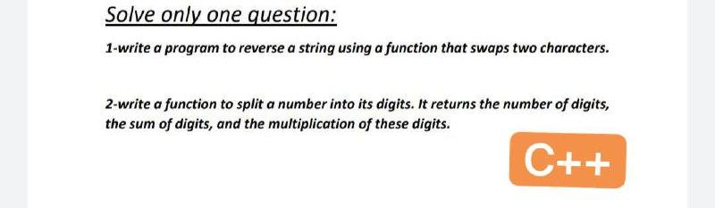 Solved Solve only one question: 1-write a program to reverse | Chegg.com