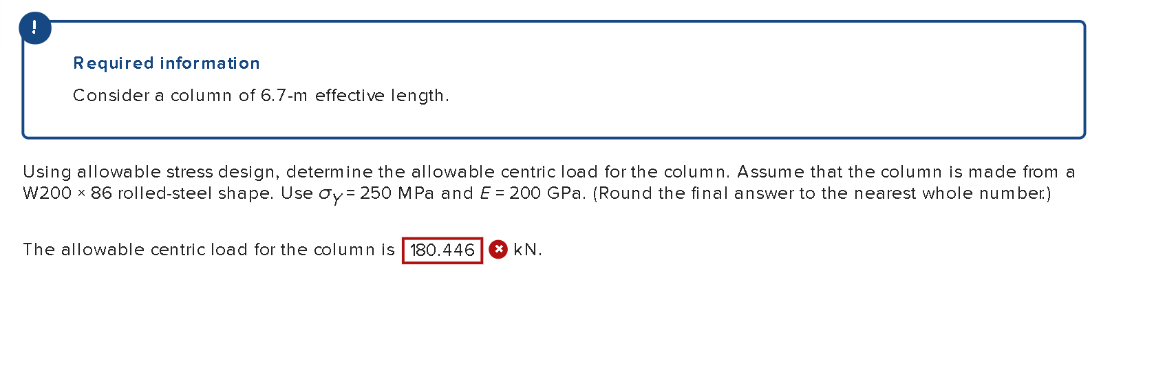 Solved !Required informationConsider a column of 6.7-m | Chegg.com