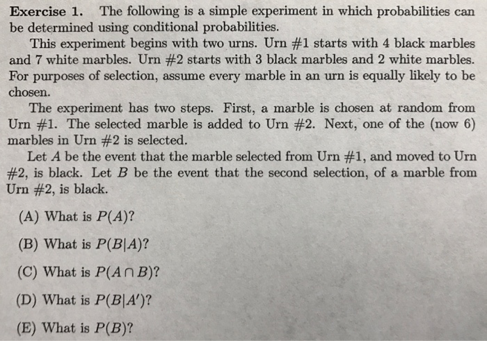 Solved Exercise 1 The following is a simple experiment in | Chegg.com