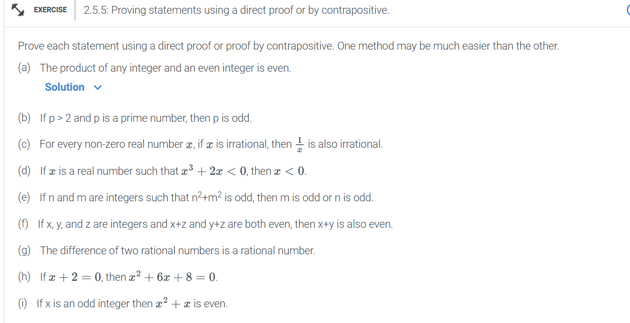 Solved Prove each statement using a direct proof or proof by | Chegg.com