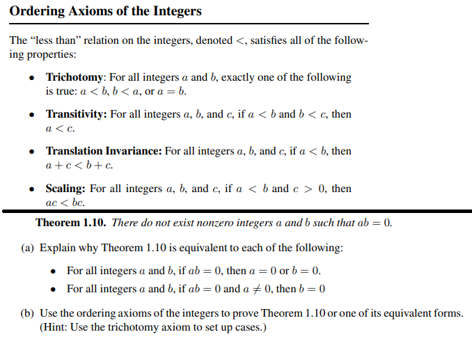 Solved Ordering Axioms of the Integers The “less than” | Chegg.com