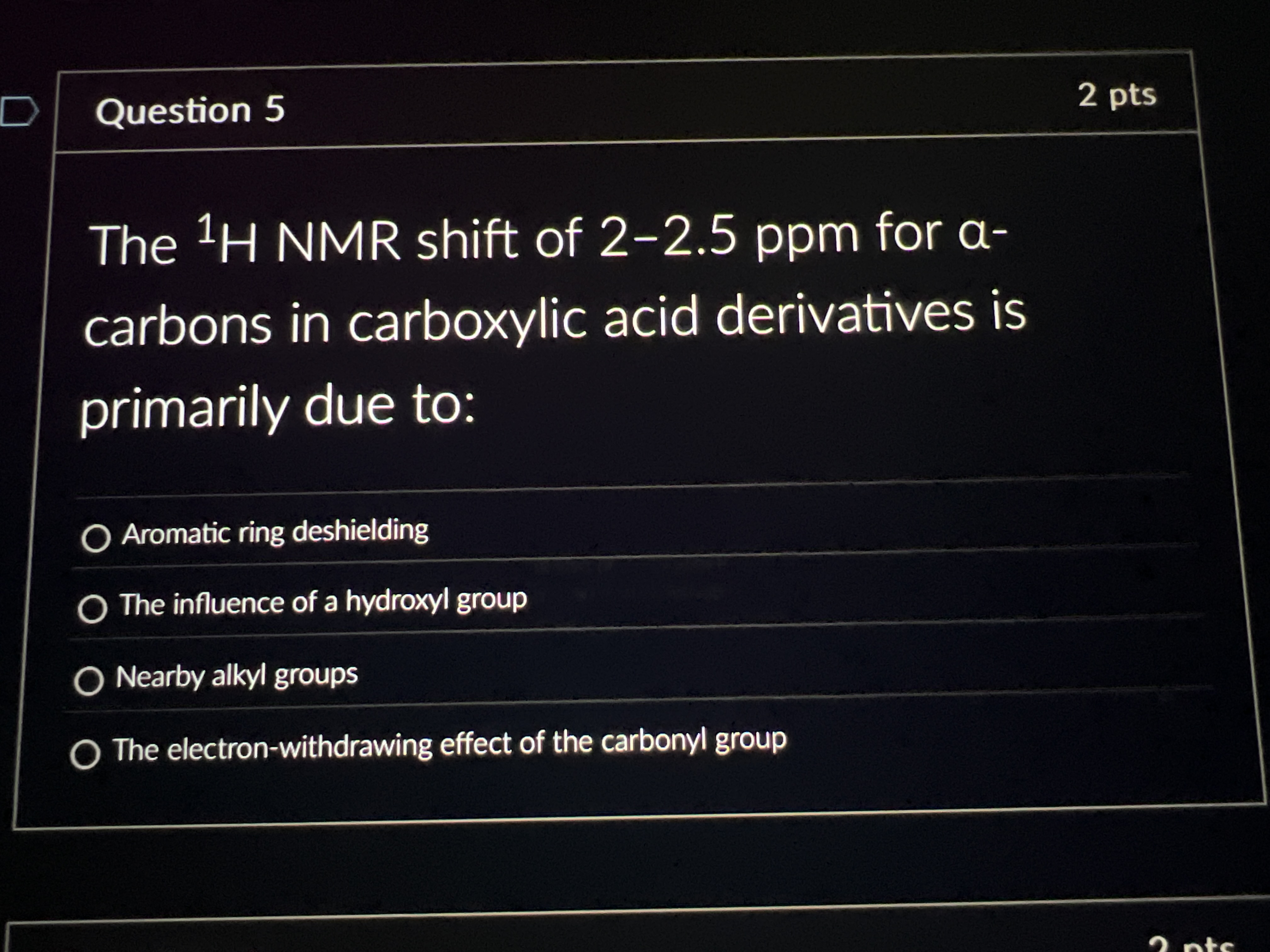 Solved Question 5The \( { }^{1} \mathrm{H} \) ﻿NMR shift of | Chegg.com