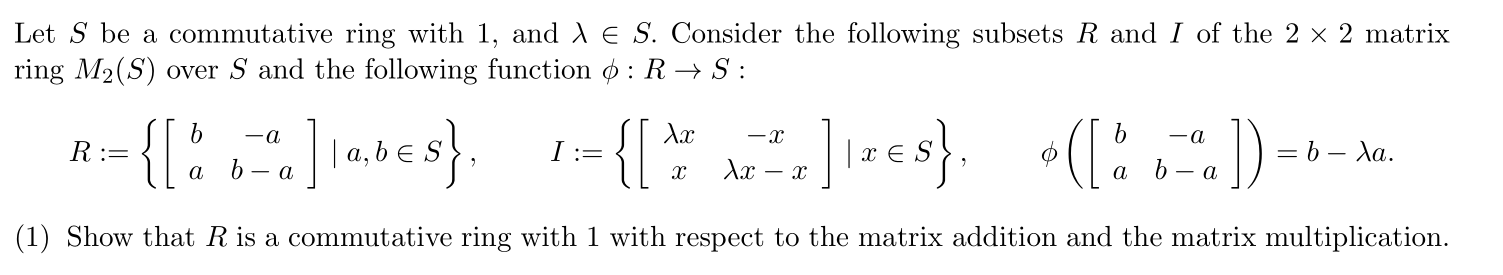 Solved Let S be a commutative ring with 1, and λ E S. | Chegg.com