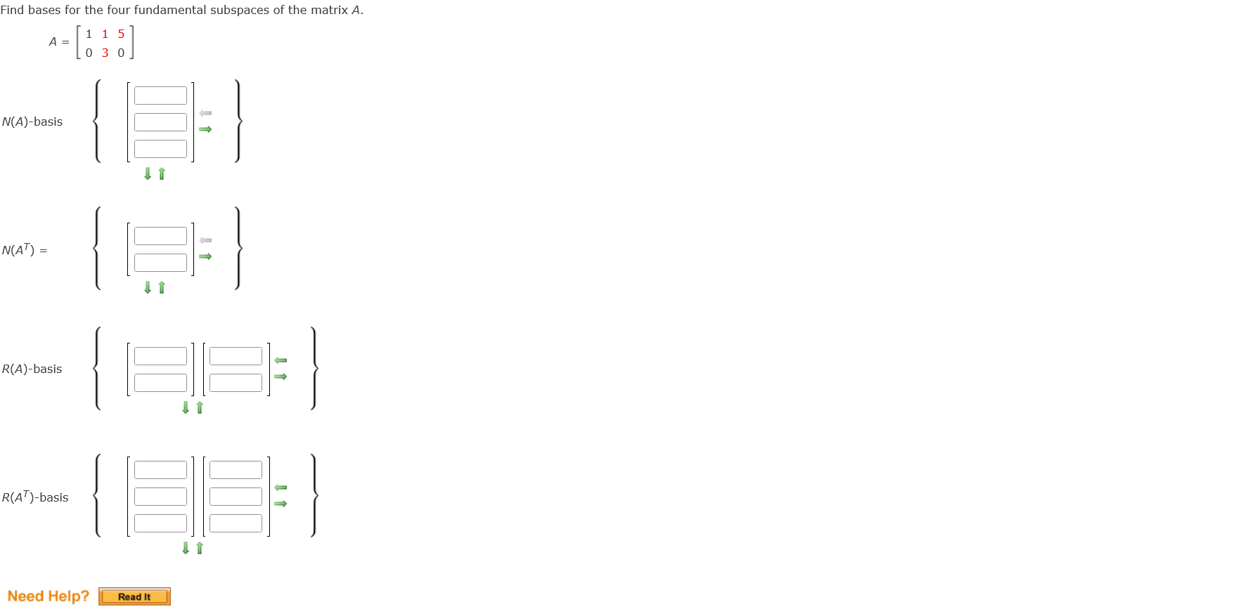 Solved Find bases for the four fundamental subspaces of the | Chegg.com