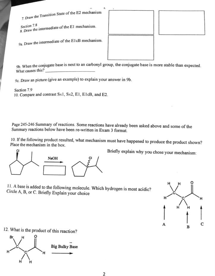 Solved 7. Draw the Transition State of the E2 mechanism | Chegg.com