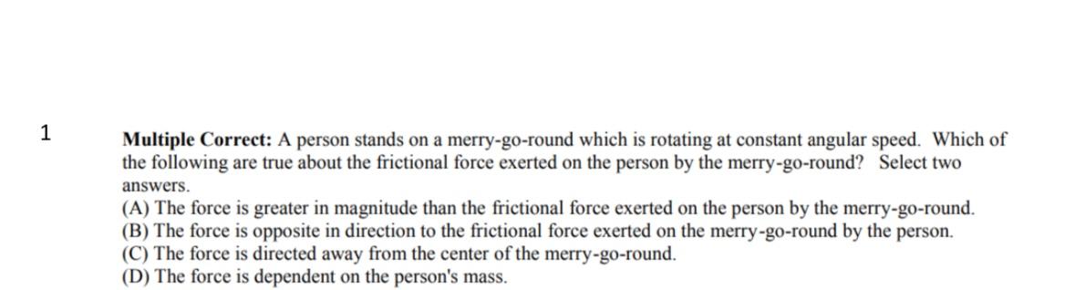 Solved Multiple Correct: A person stands on a merry-go-round | Chegg.com
