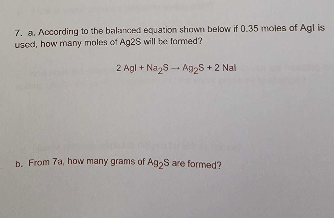 Solved 7. a. According to the balanced equation shown below | Chegg.com