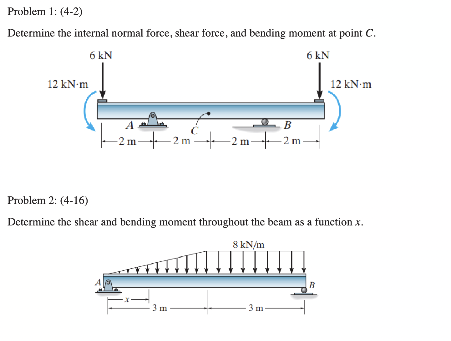 Solved Determine the internal normal force, shear force, and | Chegg.com