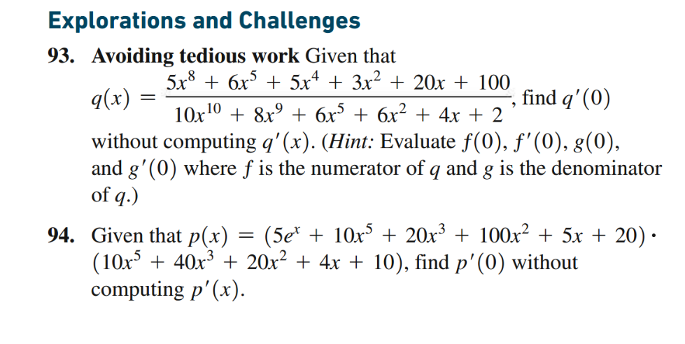 Solved Explorations and Challenges 93. Avoiding tedious work | Chegg.com