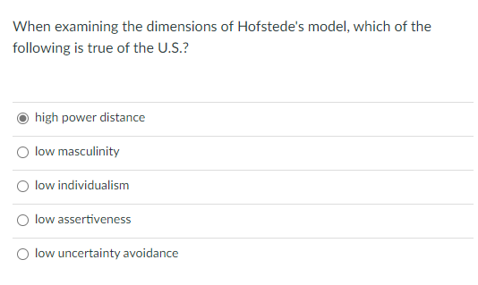 Solved When examining the dimensions of Hofstede's model, | Chegg.com