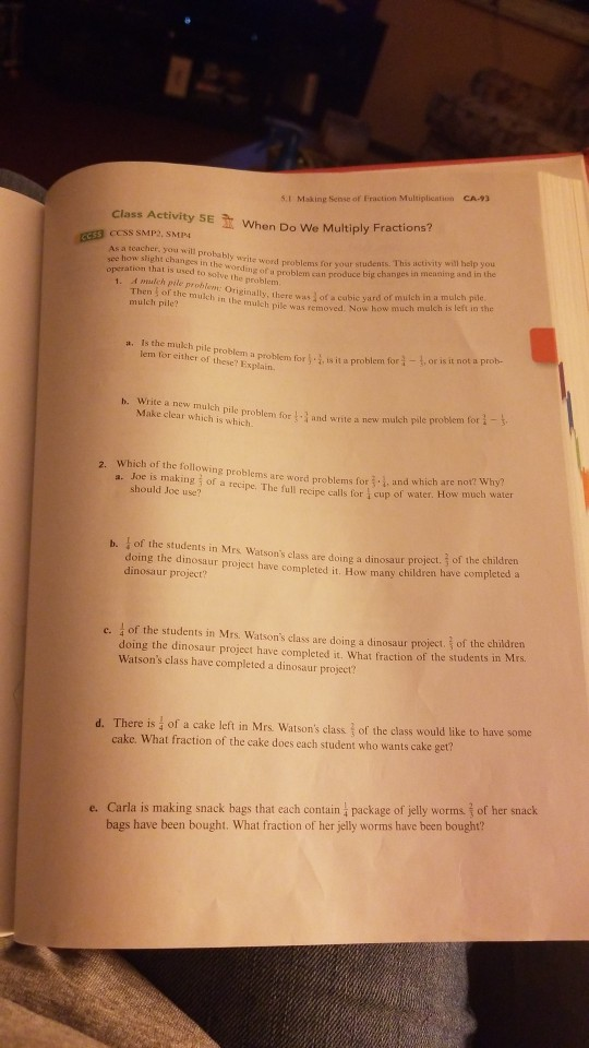 Solved CA43 £1 Making Sense or fraction Multiplication Class | Chegg.com