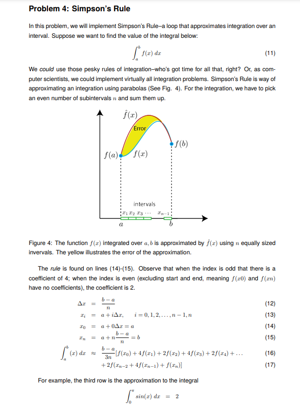 Solved Problem 4: Simpson's Rule In this problem, we will | Chegg.com