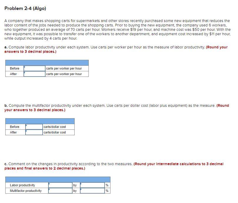 Solved Problem 2-4 (Algo) A company that makes shopping | Chegg.com