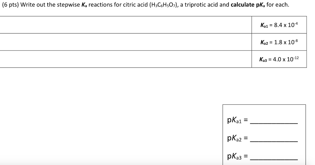 Solved (6 pts) Write out the stepwise Ka reactions for | Chegg.com