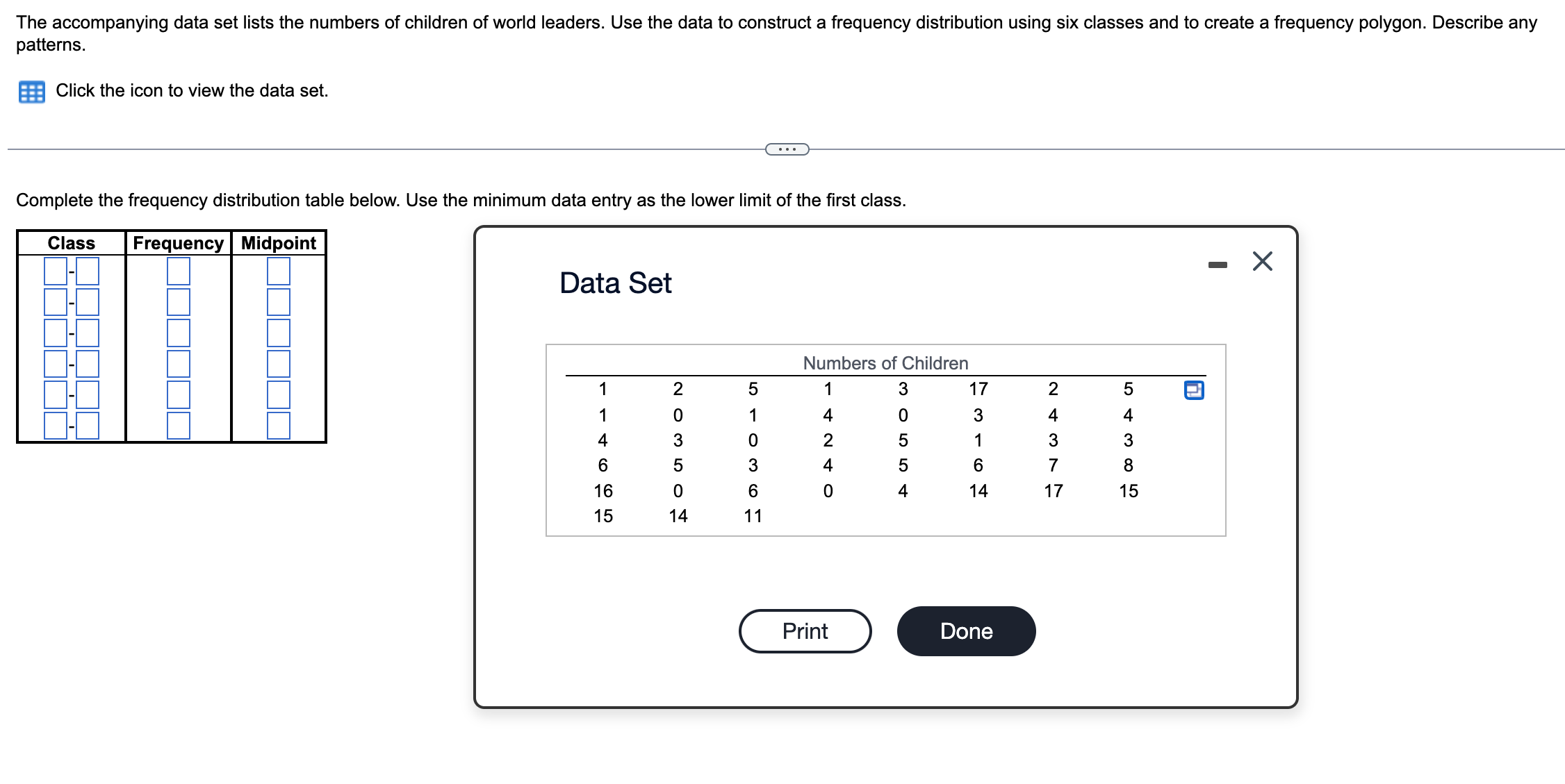 Solved The accompanying data set lists the numbers of | Chegg.com