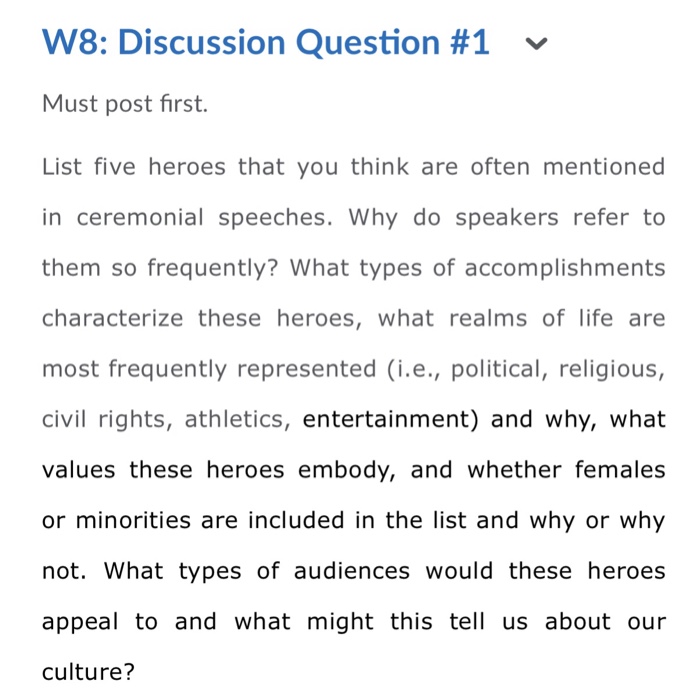 W8: Discussion Question #1- Must post first. List | Chegg.com
