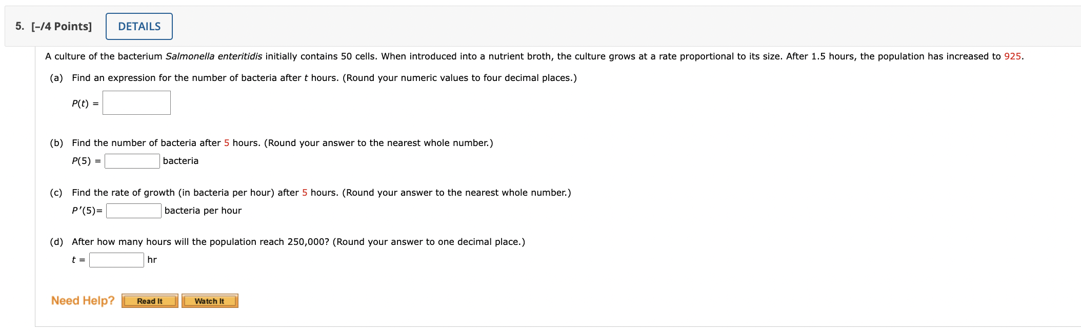 Solved (a) Find an expression for the number of bacteria | Chegg.com