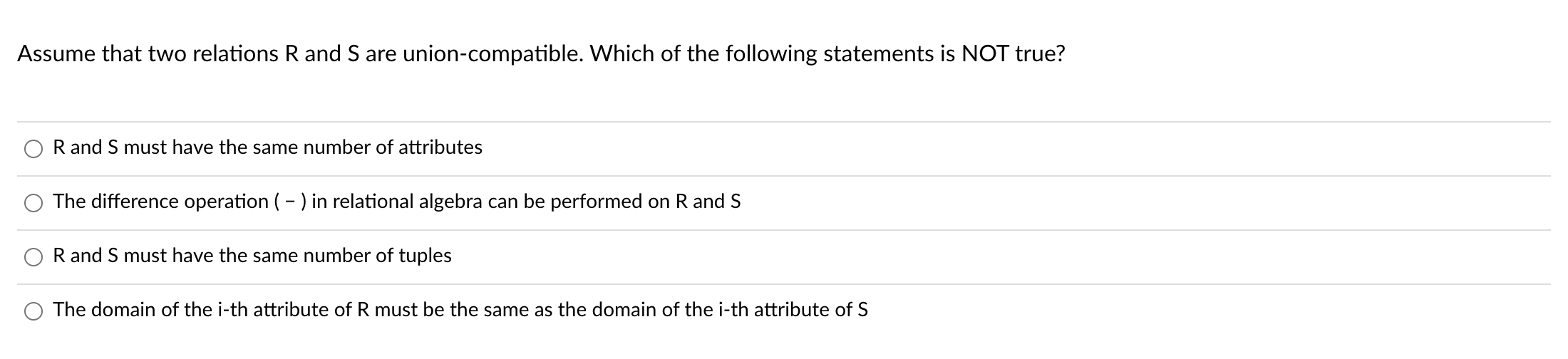 Solved Assume that two relations Rand S are | Chegg.com